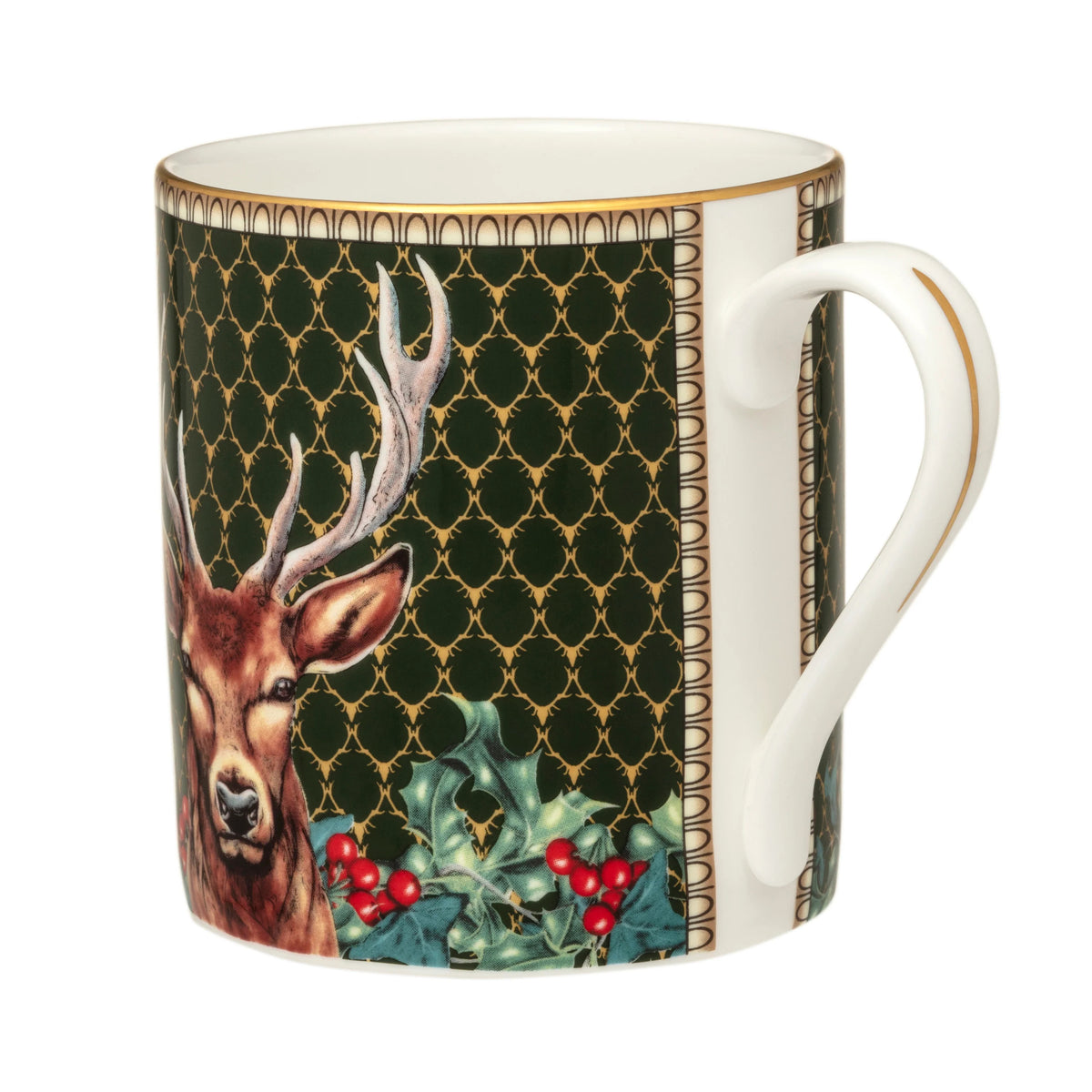 halcyon days antler trellis dark green & stag mug – Gordon Castle Scotland